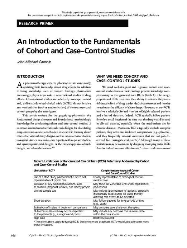 (PDF) An Introduction to the Fundamentals of Cohort and Case–Control ...