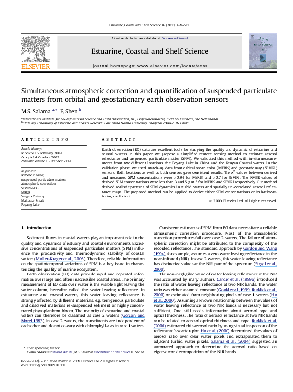 Pdf Simultaneous Atmospheric Correction And Quantification Of