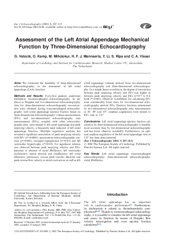 (PDF) Assessment of the left atrial appendage mechanical function by ...