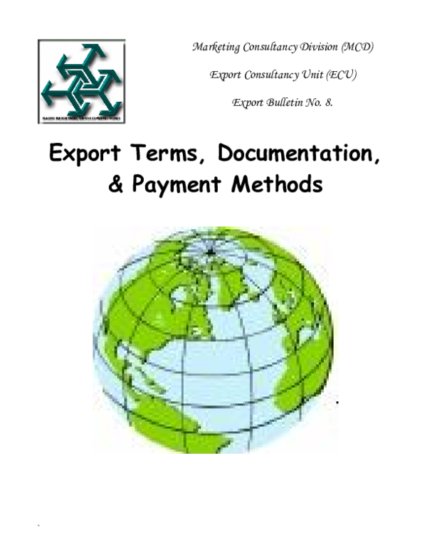 Export Terms, Documentation, & Payment Methods