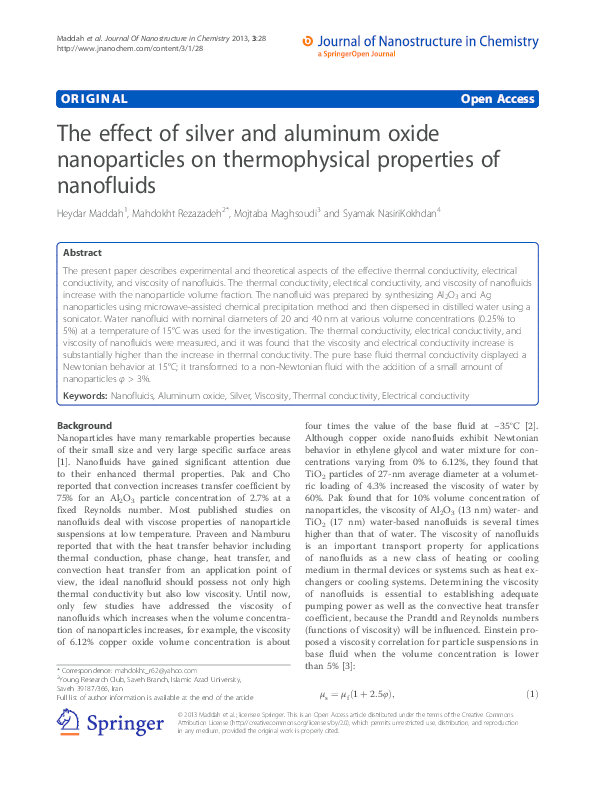 (PDF) Nanoparticles' Impact on Nanofluid Properties