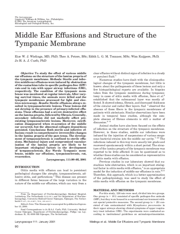 (PDF) Middle Ear Effusions and Structure of the Tympanic Membrane