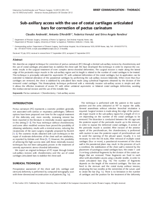 (PDF) Sub-axillary access with the use of costal cartilages articulated ...