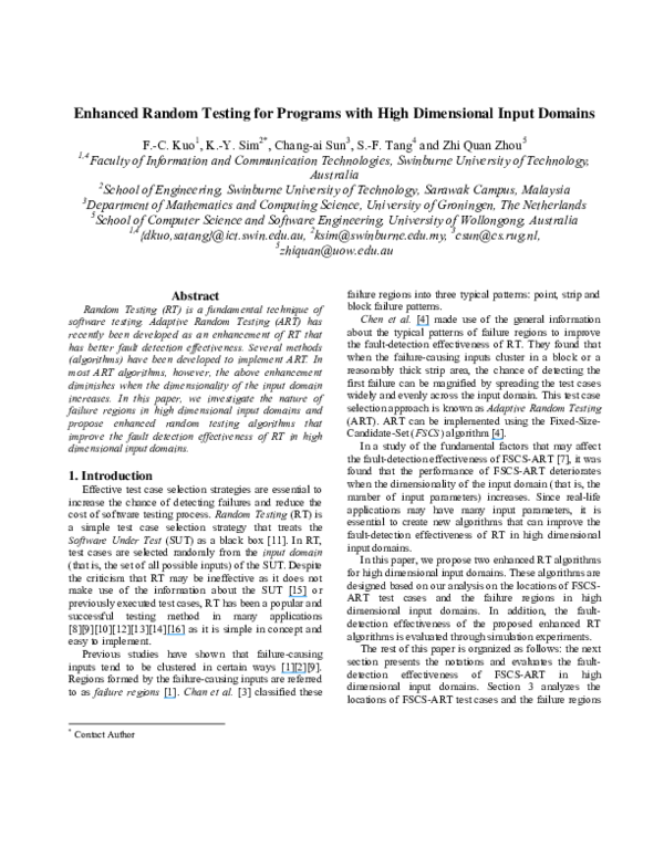 Pdf Enhanced Random Testing For Programs With High Dimensional Input Domains