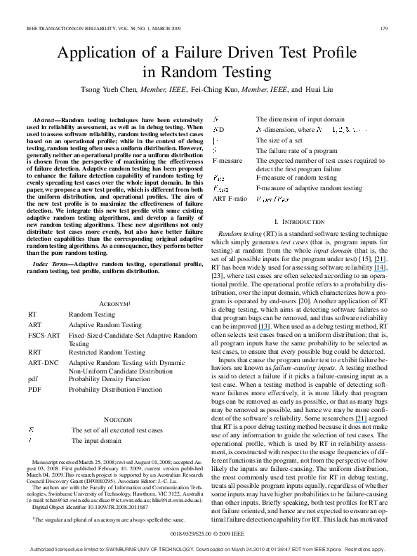 (PDF) Application of a Failure Driven Test Profile in Random Testing