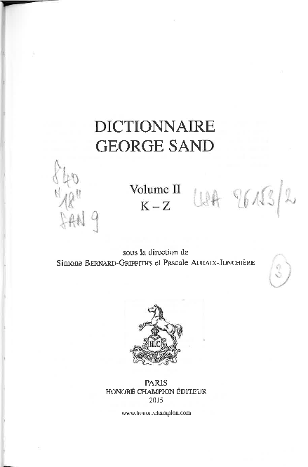 « Proverbe », article in Dictionnaire George Sand, sous la direction de ...