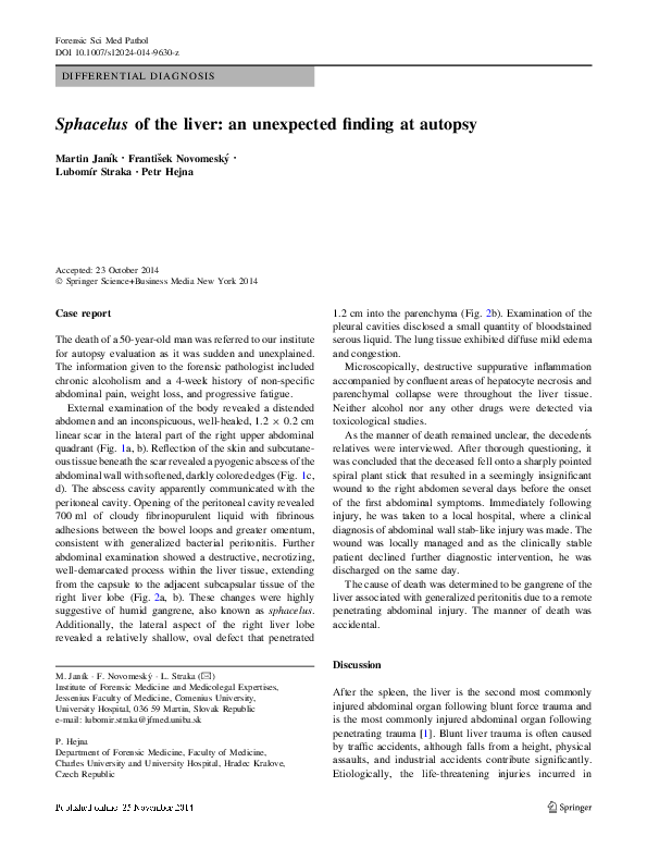 (PDF) Sphacelus of the liver: an unexpected finding at autopsy