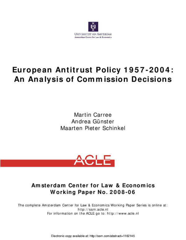 (PDF) European Antitrust Policy 1957–2004: An Analysis of Commission ...