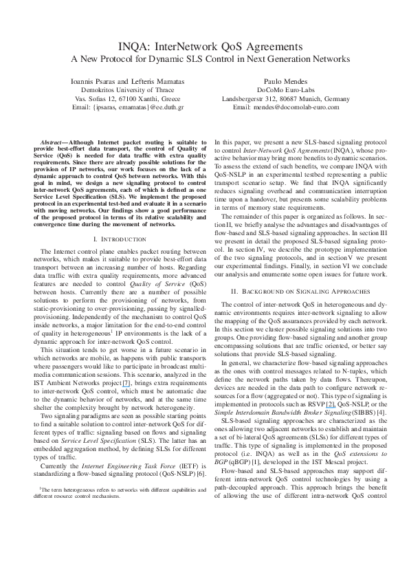 Pdf Qos Control In Next Generation Ip Networks An Experimental Analysis Of Flowbased And Sls