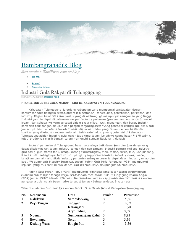 (DOC) Industri Gula Rakyat di Tulungagung PROFIL INDUSTRI GULA MERAH TEBU DI KABUPATEN TULUNGAGUNG