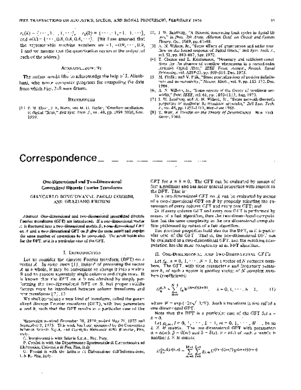 (PDF) One-dimensional and two-dimensional generalised discrete fourier transforms