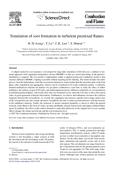 (PDF) Simulation of soot formation in turbulent premixed flames