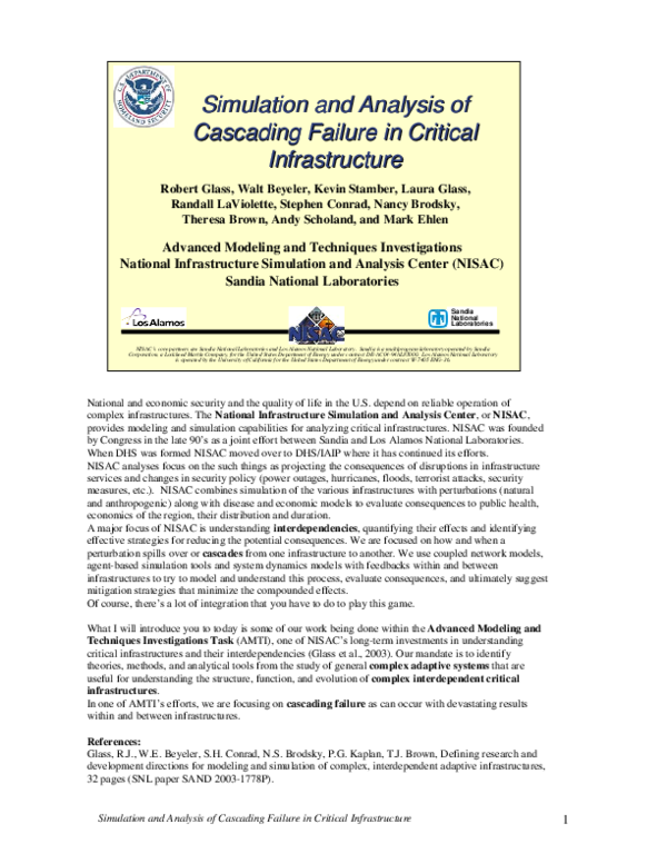 (PDF) Simulation and analysis of cascading failure in critical ...