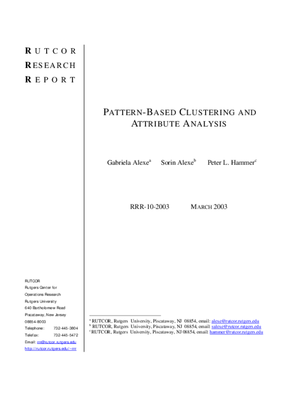 Pdf Pattern Based Clustering And Attribute Analysis