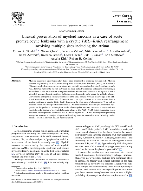 (PDF) Unusual presentation of myeloid sarcoma in a case of acute ...