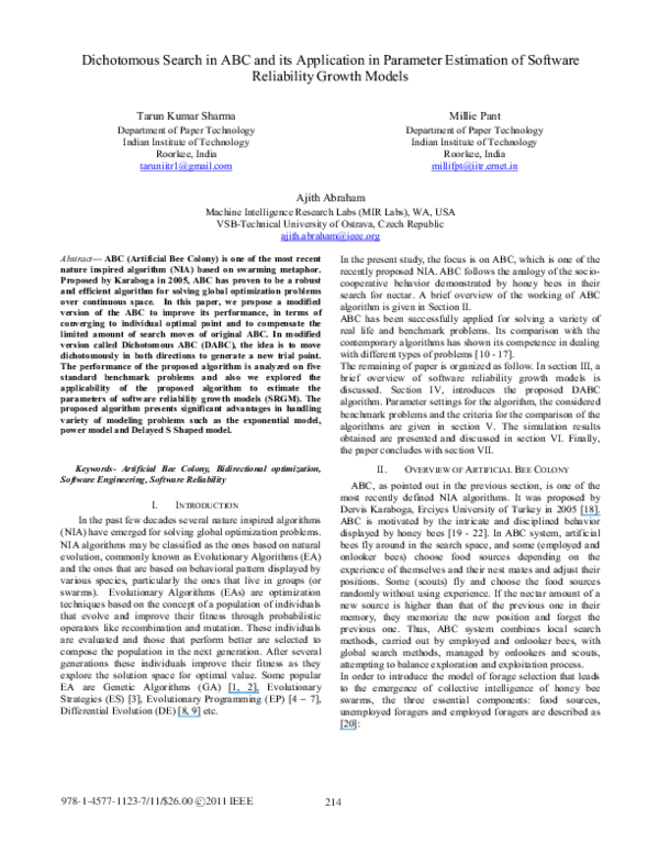 (PDF) Dichotomous search in ABC and its application in parameter estimation of software ...