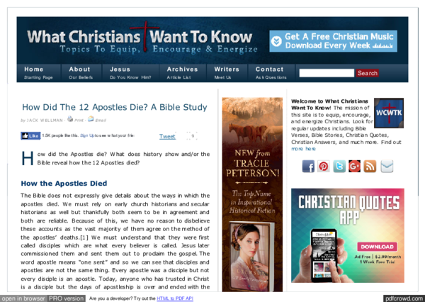 Pdf How The Apostles Died