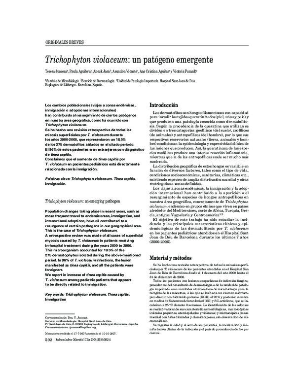 (PDF) Trichophyton violaceum: un patógeno emergente