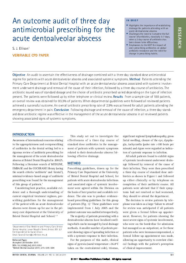 (PDF) An outcome audit of three day antimicrobial prescribing for the ...