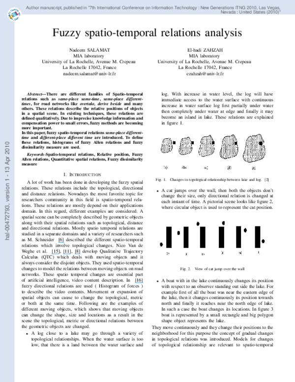 (PDF) Fuzzy Spatio-temporal Relations Analysis