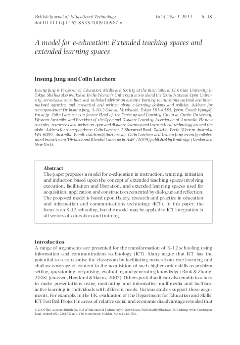 (PDF) A model for e-education: Extended teaching spaces and extended ...