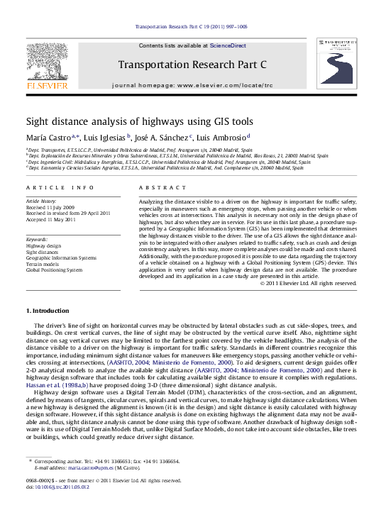 (PDF) Sight distance analysis of highways using GIS tools