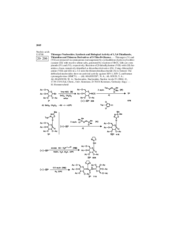 (PDF) Thiosugar Nucleosides. Synthesis and Biological Activity of 1,3,4-Thiadiazole, Thiazoline ...