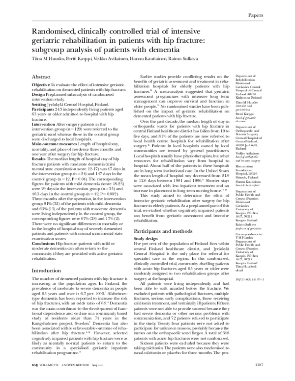 (PDF) Randomised, clinically controlled trial of intensive geriatric rehabilitation in patients ...