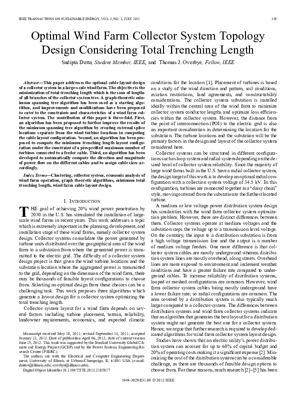 (PDF) Optimal Wind Farm Collector System Topology Design Considering ...