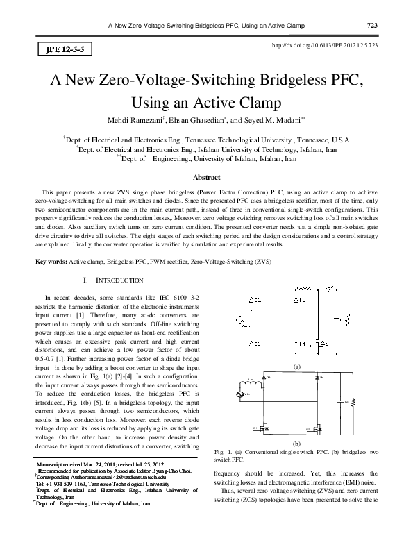 Pdf A New Zero Voltage Switching Bridgeless Pfc Using An Active Clamp A New Zero Voltage