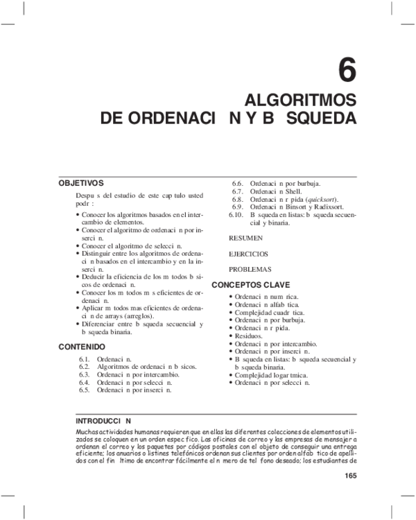 (PDF) 6 ALGORITMOS DE ORDENACIÓN Y BÚSQUEDA OBJETIVOS