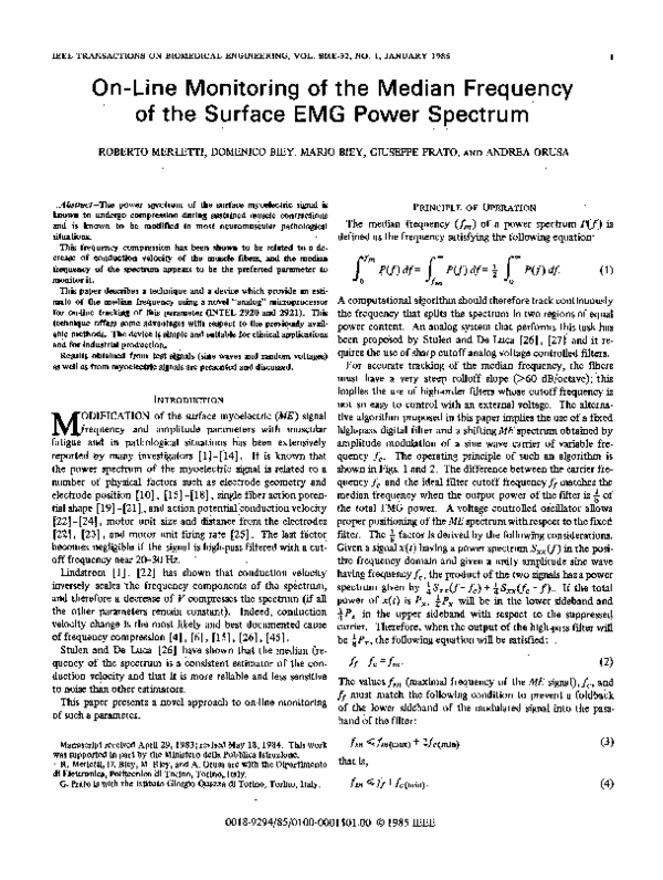 (PDF) On-Line Monitoring of the Median Frequency of the Surface EMG ...