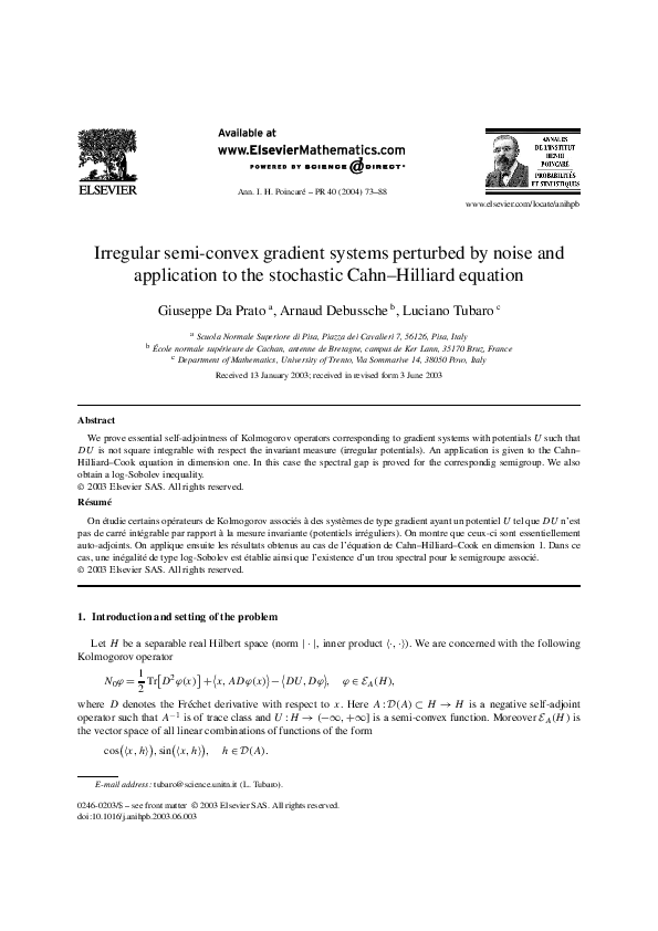 Pdf Irregular Semi Convex Gradient Systems Perturbed By Noise And