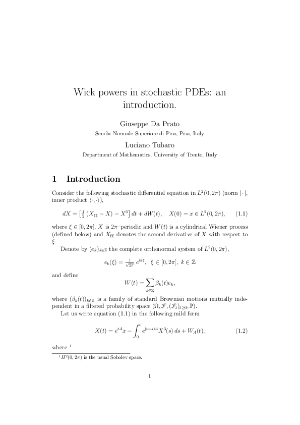 (PDF) Wick powers in stochastic PDEs: an introduction