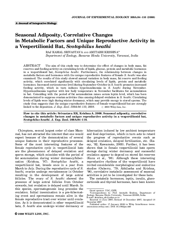 (PDF) Seasonal adiposity, correlative changes in metabolic factors and ...