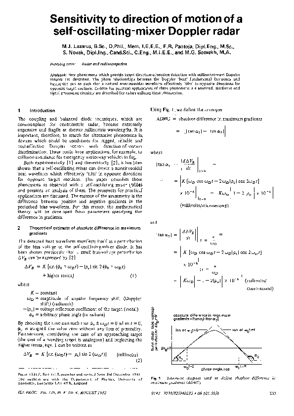 (PDF) Sensitivity to direction of motion of a self-oscillating-mixer ...