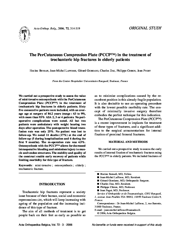 (PDF) The PerCutaneous Compression Plate (PCCP ) in the treatment of ...