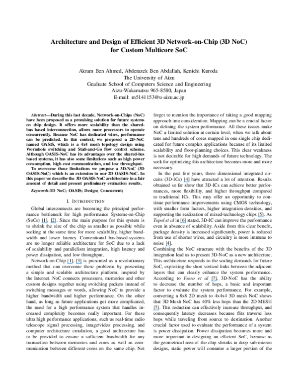 Pdf Architecture And Design Of Efficient 3d Network On Chip 3d Noc