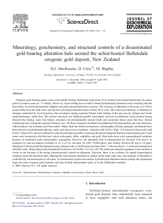 (PDF) Mineralogy, geochemistry, and structural controls of a ...