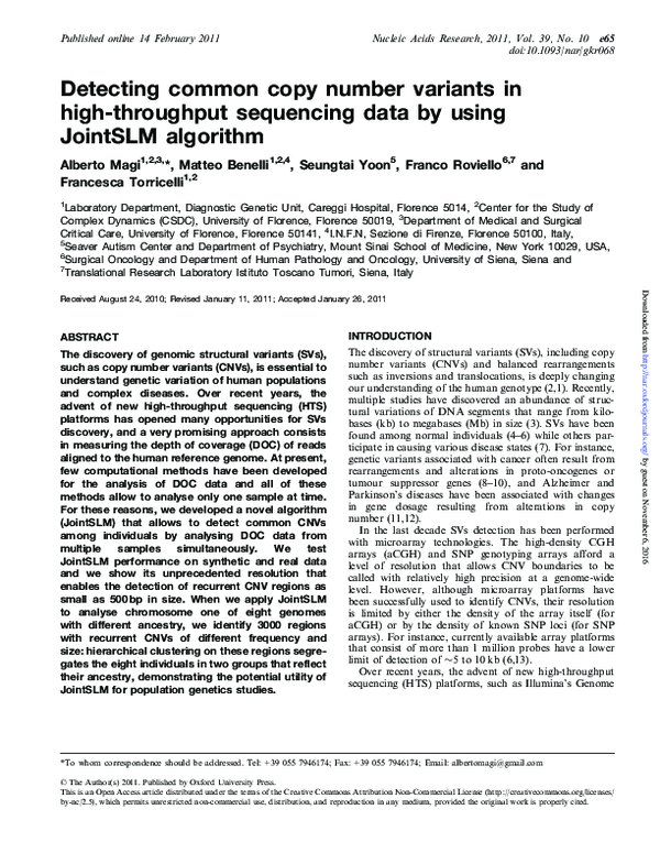 (PDF) Detecting common copy number variants in high-throughput ...