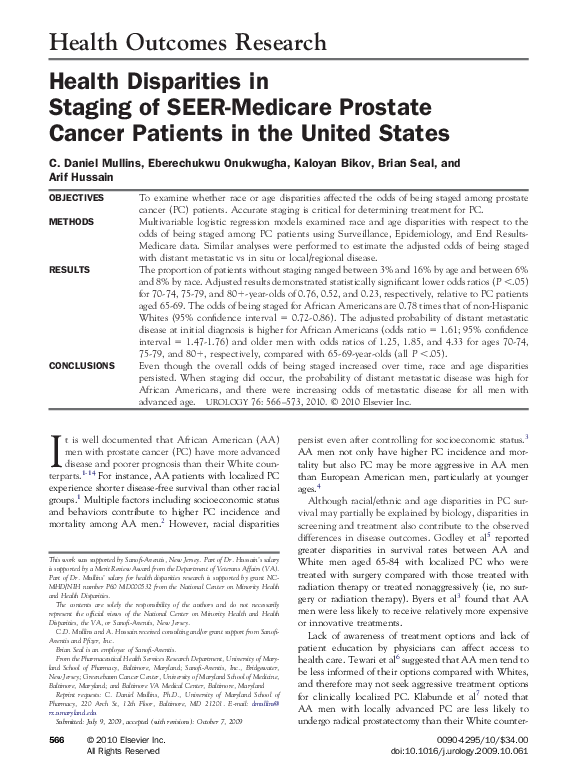 (PDF) Health Disparities in Staging of SEER-Medicare Prostate Cancer ...