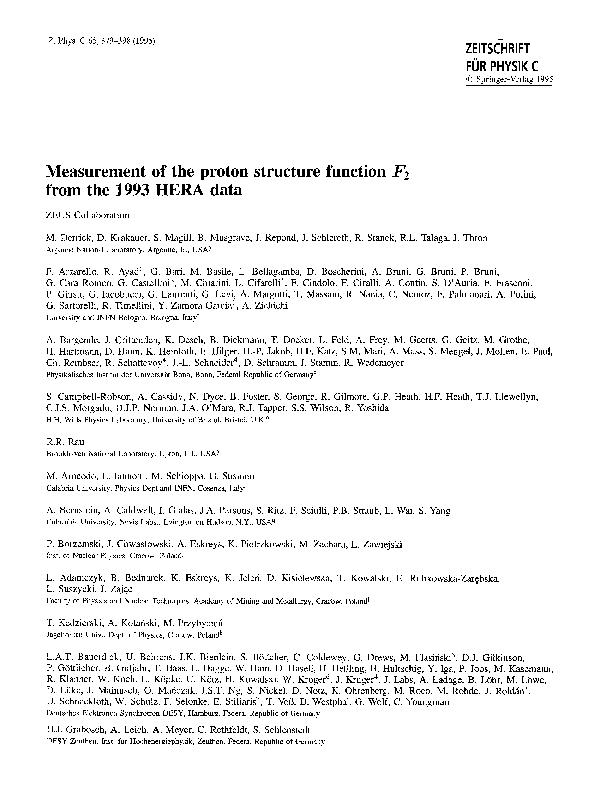 (PDF) Measurement of the proton structure function F 2 from the 1993 HERA data