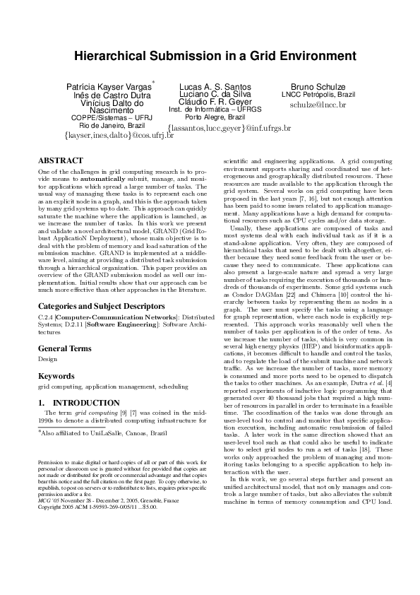 (PDF) Hierarchical submission in a Grid environment
