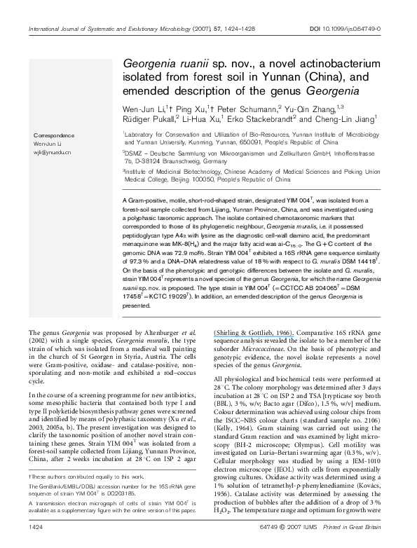 (PDF) Georgenia ruanii sp. nov., a novel actinobacterium isolated from ...