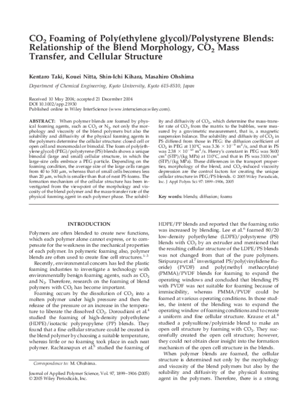 (PDF) CO2 foaming of poly(ethylene glycol)/polystyrene blends ...