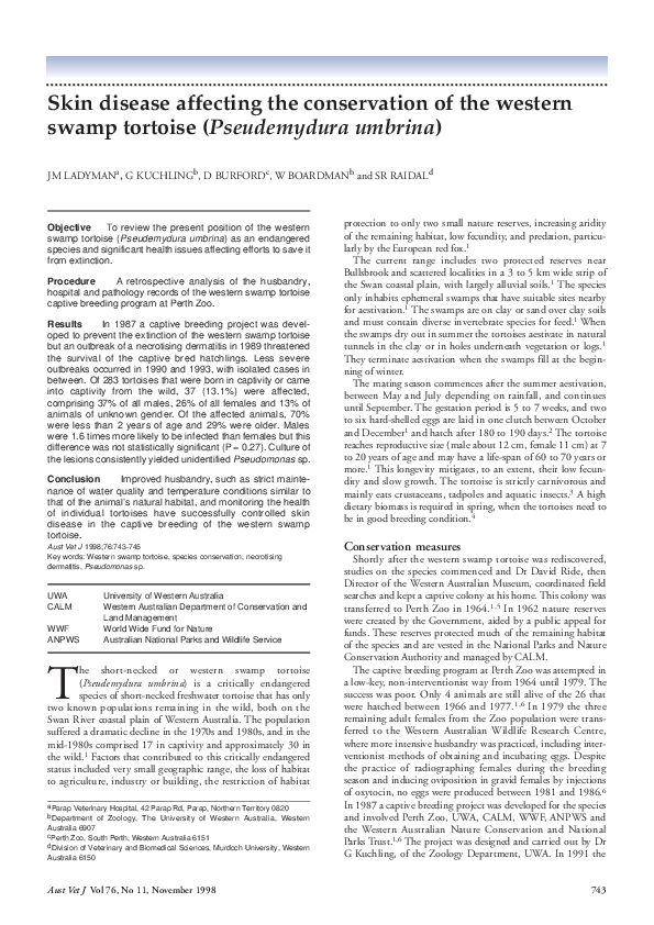 (PDF) Skin disease affecting the conservation of the western swamp ...