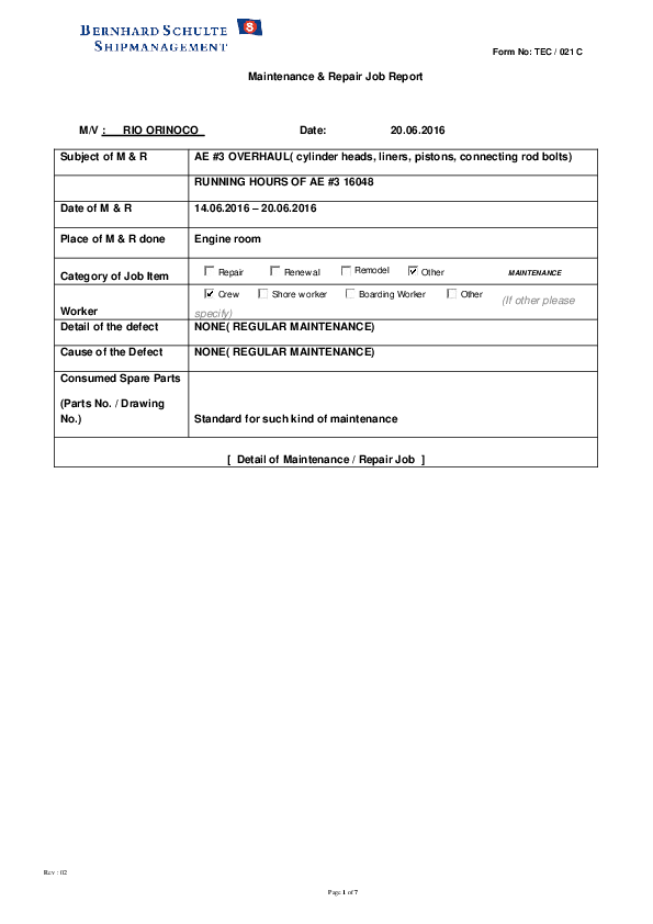 (PDF) Yanmar Auxiliary Engine Overhaul