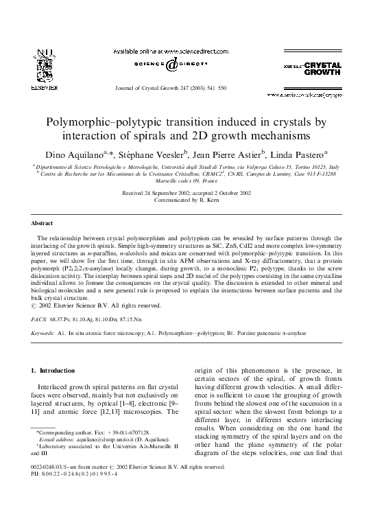 Pdf Polymorphicpolytypic Transition Induced In Crystals By Interaction Of Spirals And 2d