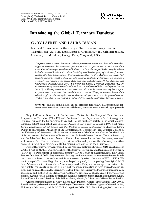 (PDF) Introducing the Global Terrorism Database
