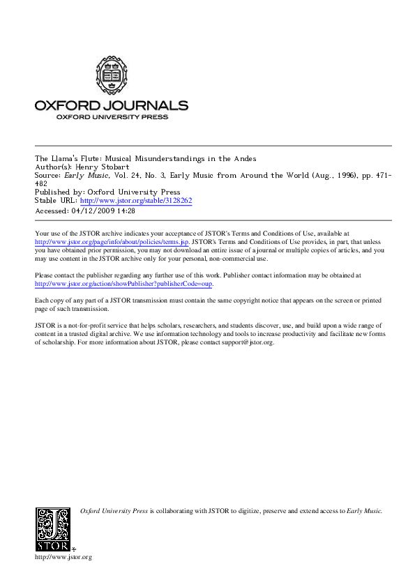(PDF) The Llama's Flute: Musical Misunderstandings in the Andes